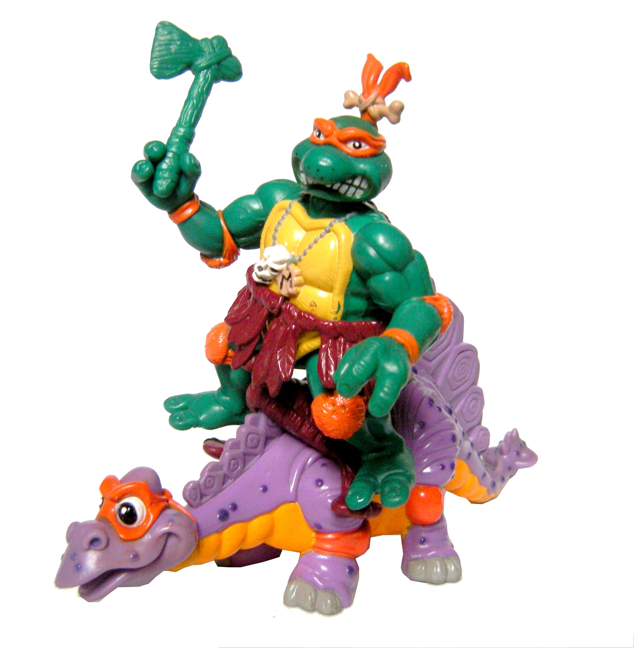 Cave Turtle Mike with Silly Stegosaurus (Figurine 1993) - Tortuepédia